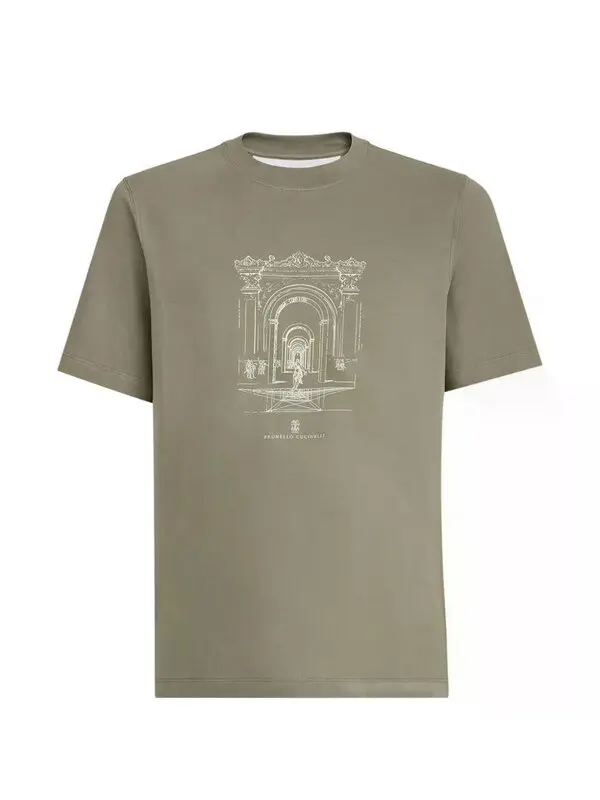Brunello Cucinelli Cotton Jersey Crew Neck T-shirt With Print