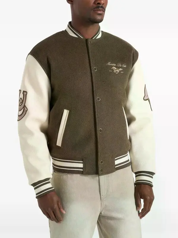 Manière De Voir Equestrian Wool-blend Varsity Jacket - Brown