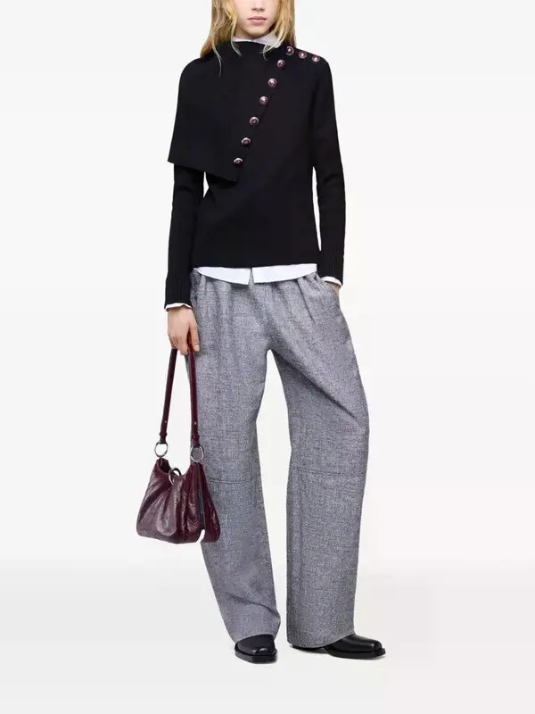Rabanne Asymmetrical Sailor-collar Sweater - Black