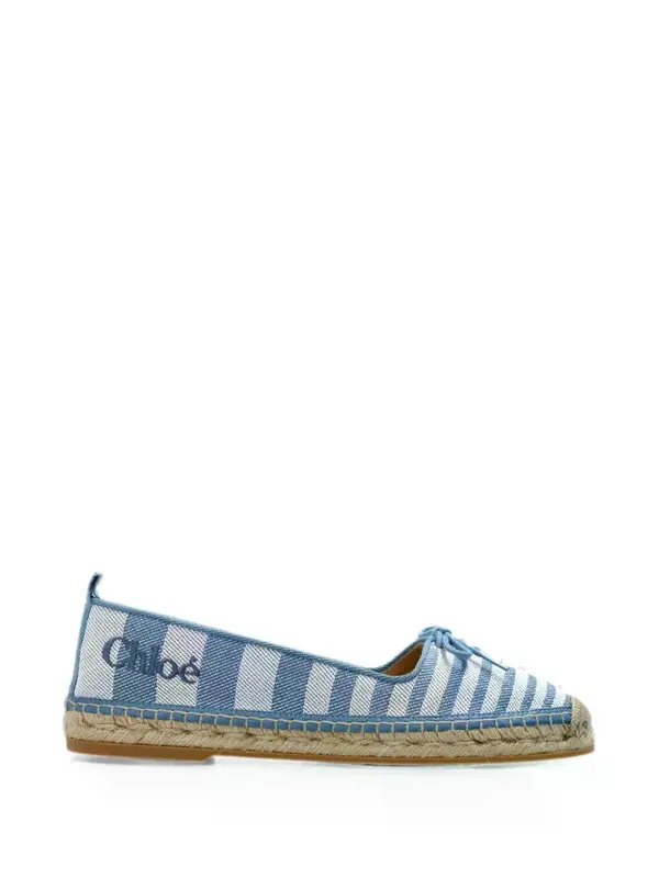 Chloé Striped Espadrilles With Bow Detail - Blue