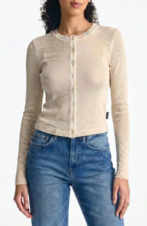 Brooklyn Industries Button Front Long Sleeve Rib Top