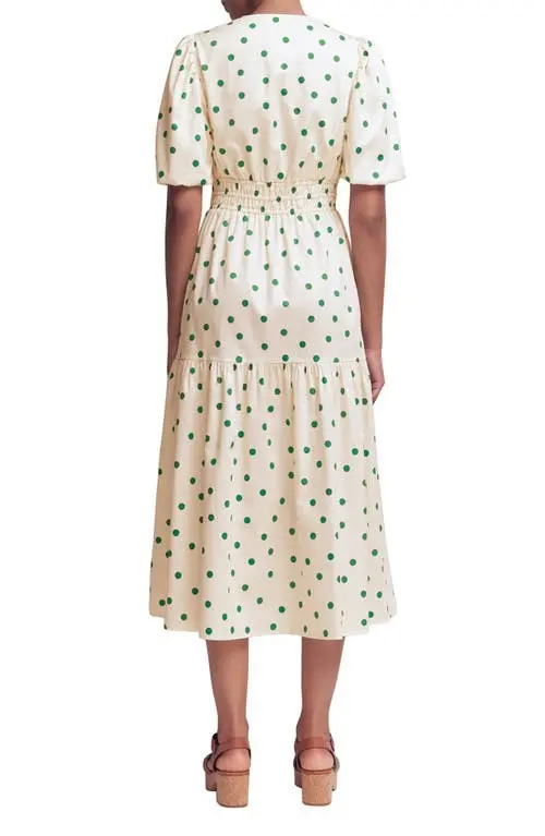 Boden Polka Dot Puff Sleeve Midi Dress