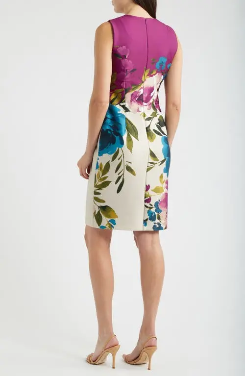 Anne Klein Sleeveless Sheath Dress With Floral Print