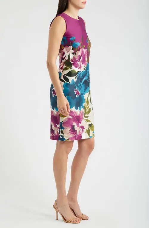 Anne Klein Sleeveless Sheath Dress With Floral Print