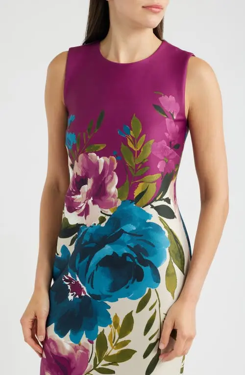 Anne Klein Sleeveless Sheath Dress With Floral Print