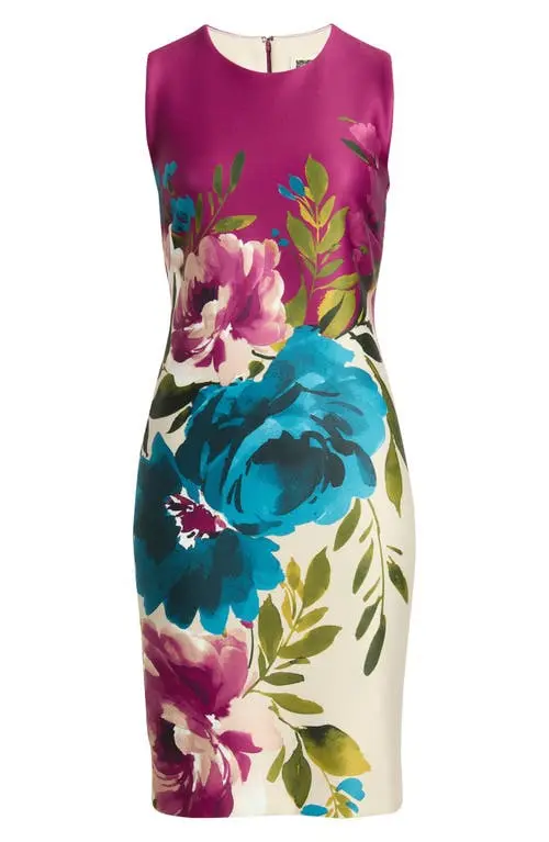 Anne Klein Sleeveless Sheath Dress With Floral Print