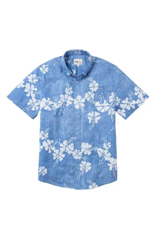 Reyn Spooner 50th State Flower Tailored Fit Floral Button-down Shirt - Denim