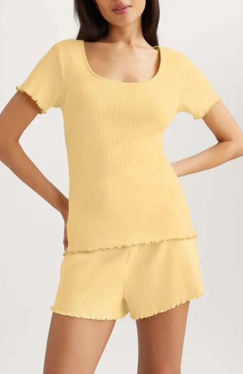 Tommy John Pointelle Rib Lounge T-shirt - Yellow