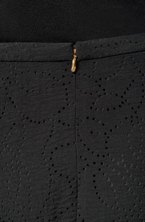 Donna Karan New York Lasercut Handkerchief Hem Skirt - Black