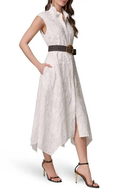 Donna Karan New York Embroidered Belted Sleeveless Dress