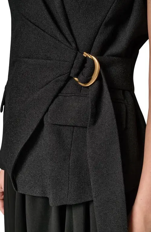 Donna Karan New York Mixed Media Belted Midi Dress