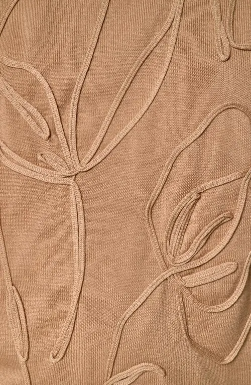 Donna Karan New York Embroidered Short Sleeve Sweater - Fawn
