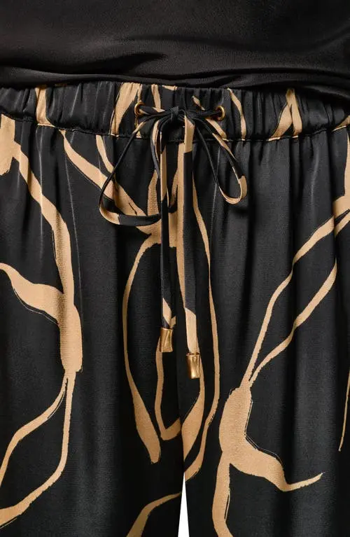 Donna Karan New York Print Wide Leg Satin Pants