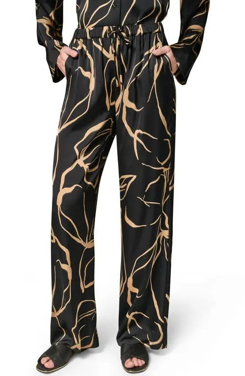 Donna Karan New York Print Wide Leg Satin Pants