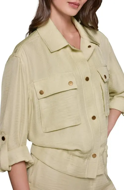 Donna Karan New York Roll-tab Sleeve Jacket With High-shine Snaps