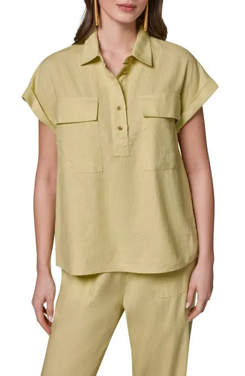 Donna Karan New York Dolman Sleeve Linen Blend Shirt - Citrus