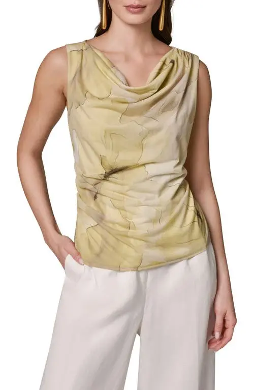 Donna Karan New York Print Cowl Neck Sleeveless Top - Citrus Multi