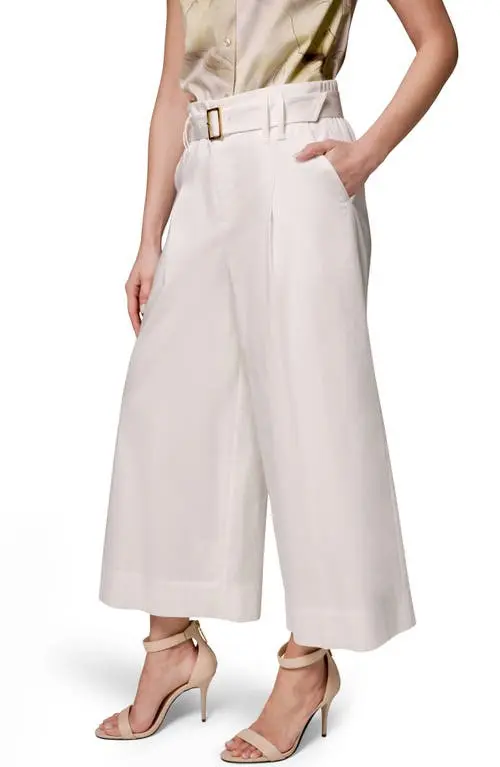 Donna Karan New York Pleated Wide Leg Crop Stretch Cotton Pants