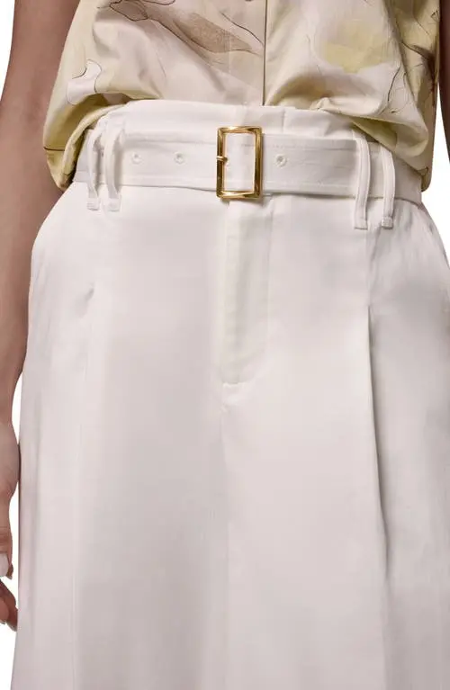 Donna Karan New York Pleated Wide Leg Crop Stretch Cotton Pants