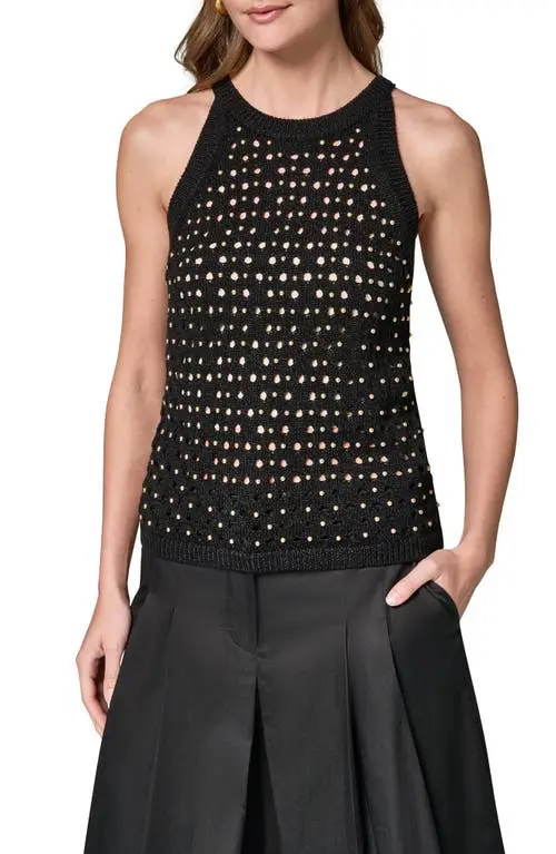 Donna Karan New York Hotfix Cotton Blend Sweater Vest - Black