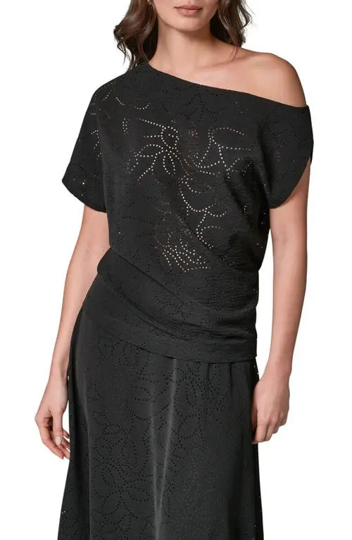 Donna Karan New York Laser Cut One-shoulder Top - Black