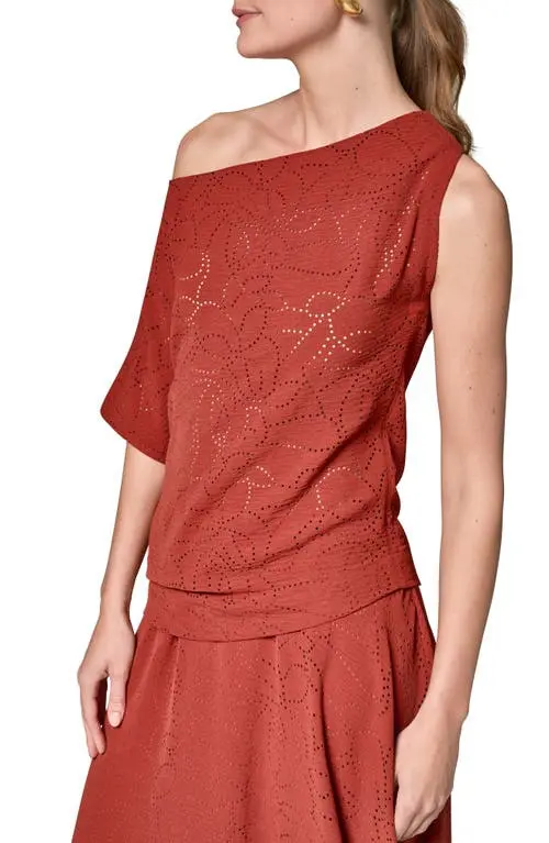 Donna Karan New York Laser Cut One-shoulder Top - Sunbaked