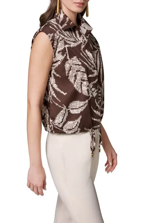 Donna Karan New York Allover Print Drawstring Hem Sleeveless Top - Canyon Multi