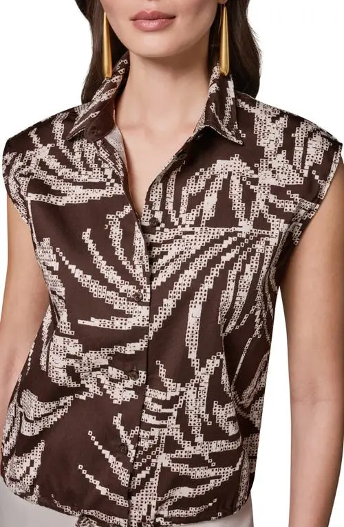 Donna Karan New York Allover Print Drawstring Hem Sleeveless Top - Canyon Multi