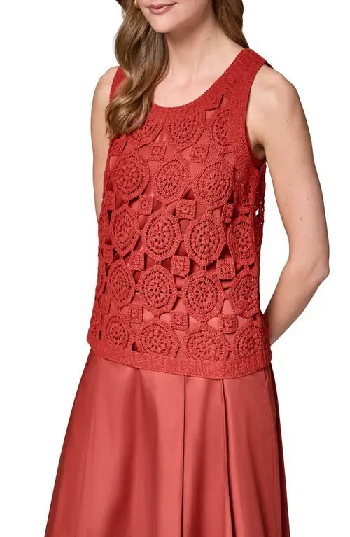 Donna Karan New York Crochet Sleeveless Sweater
