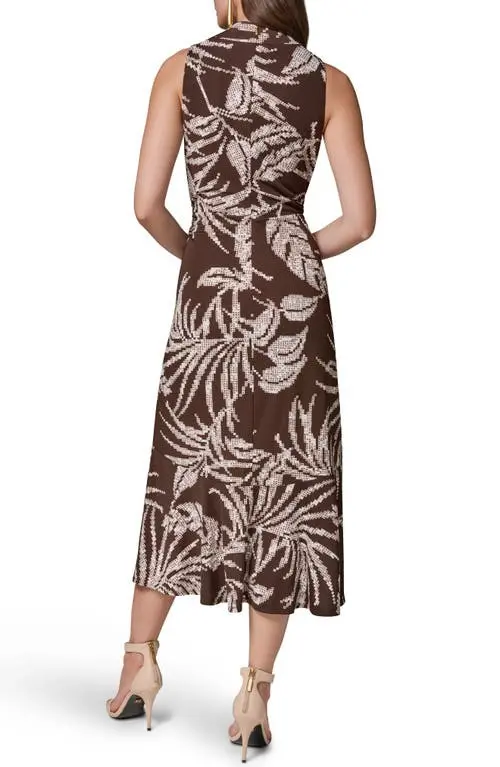 Donna Karan New York Sleeveless Printed Cowl Neck Midi Dress