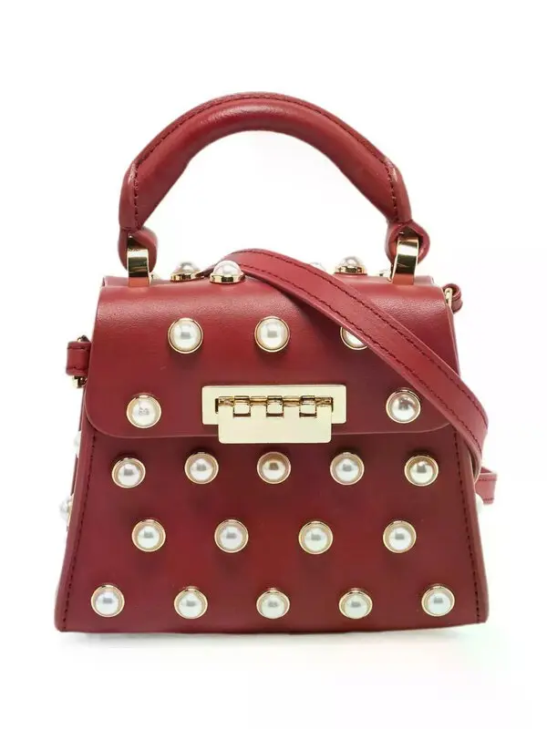 Zac Posen Pearl-embellished Leather Mini Tote Bag - Red