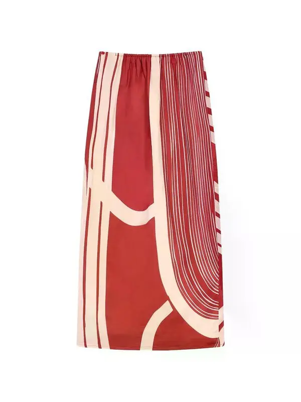 Mare Di Latte Long Abstract-print Skirt - Red