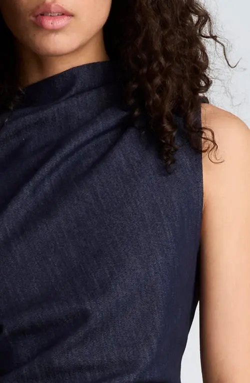 KENNETH COLE Ruched Sleeveless Denim Minidress