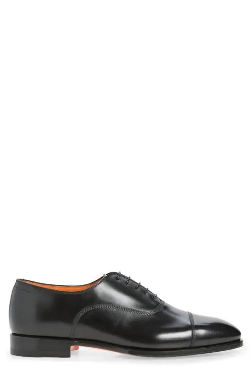 Santoni Burnished Calfskin Leather Lace-up Cap Toe Oxford