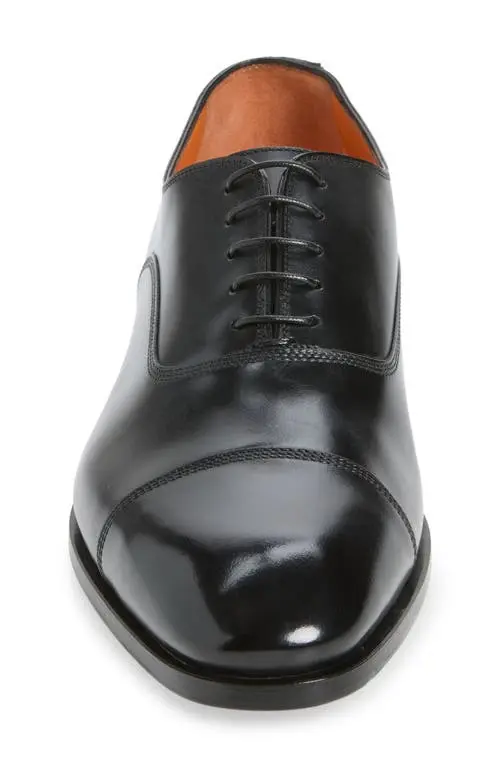 Santoni Burnished Calfskin Leather Lace-up Cap Toe Oxford