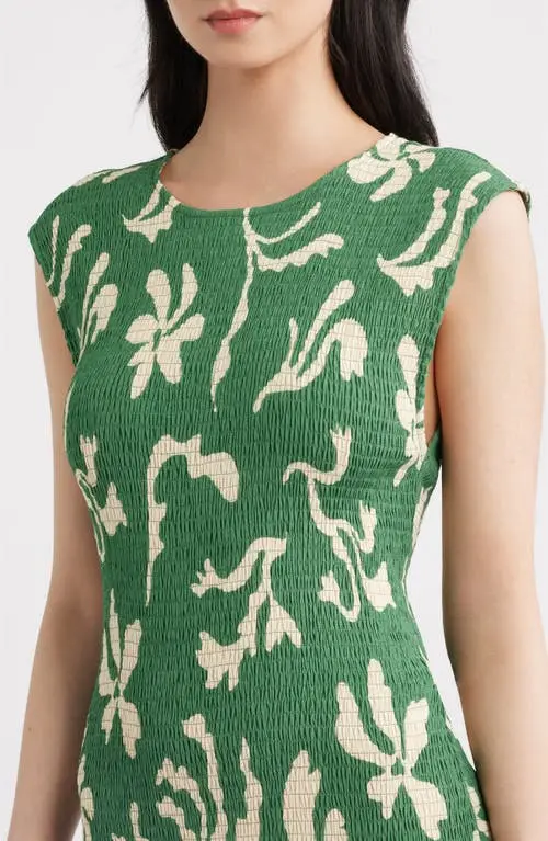 A.REN Leilani Floral Smock Bodice Maxi Dress