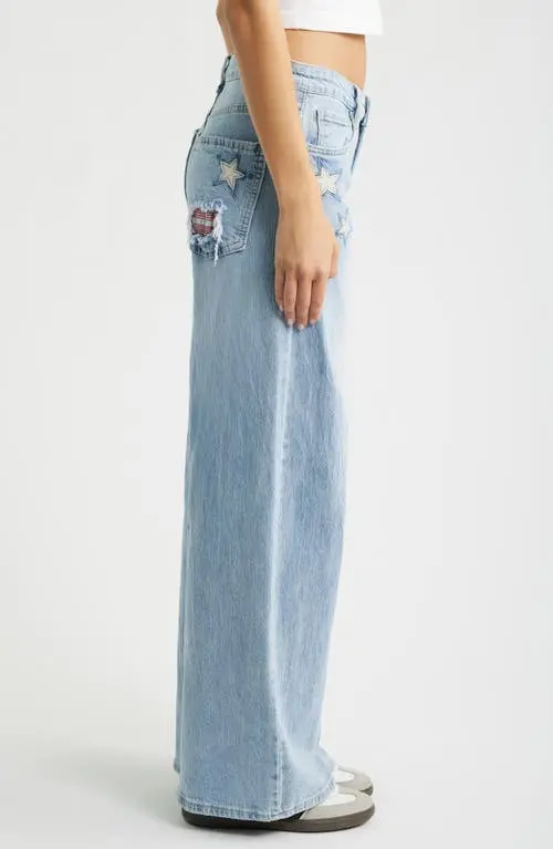 YMI Joey Super Wide Leg Jeans With Star Appliqués
