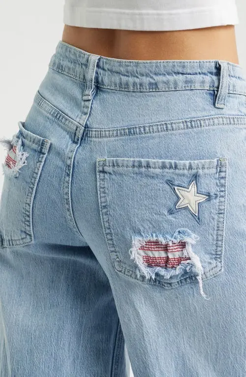 YMI Joey Super Wide Leg Jeans With Star Appliqués