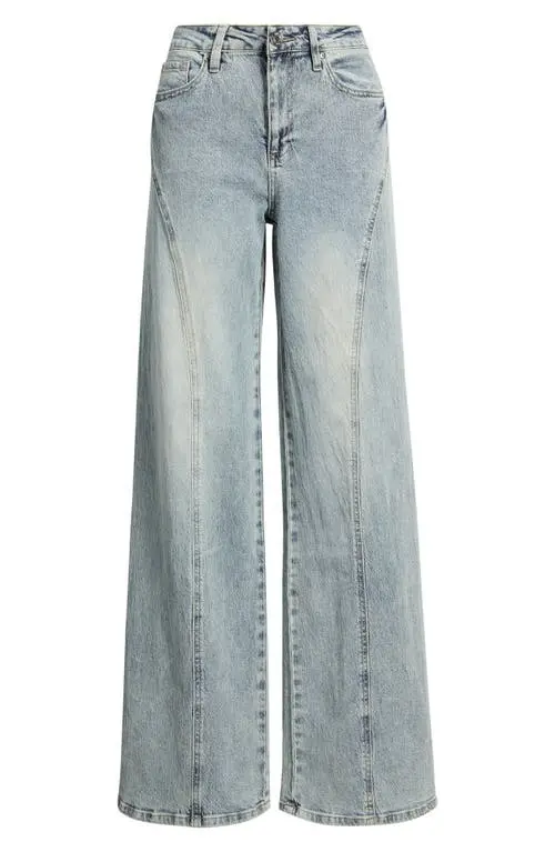 YMI Bella Seam Detail Wide Leg Jeans - Light Blue