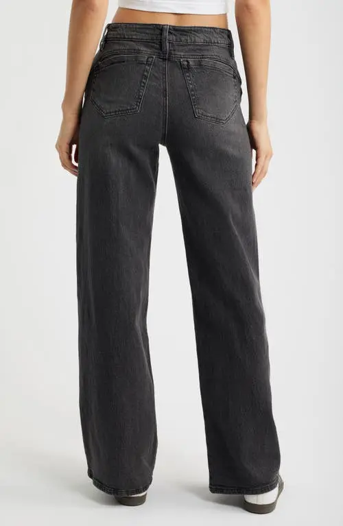 YMI Bella Seam Detail Wide Leg Jeans - Washed Black
