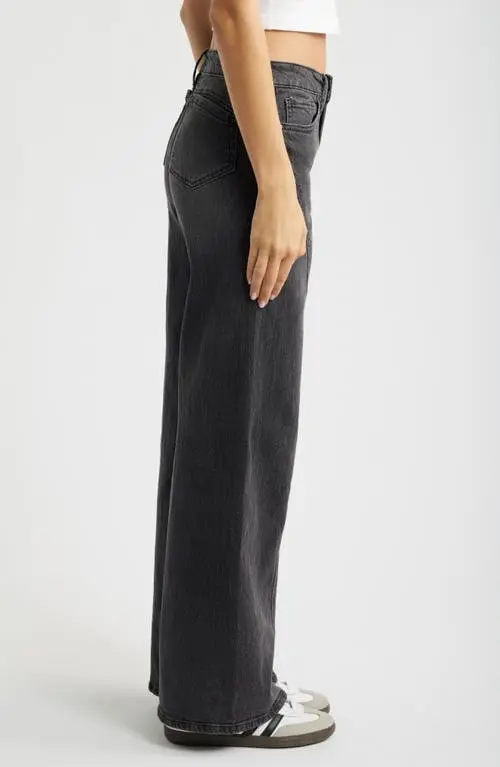 YMI Bella Seam Detail Wide Leg Jeans - Washed Black