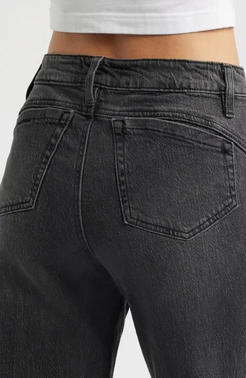 YMI Bella Seam Detail Wide Leg Jeans - Washed Black