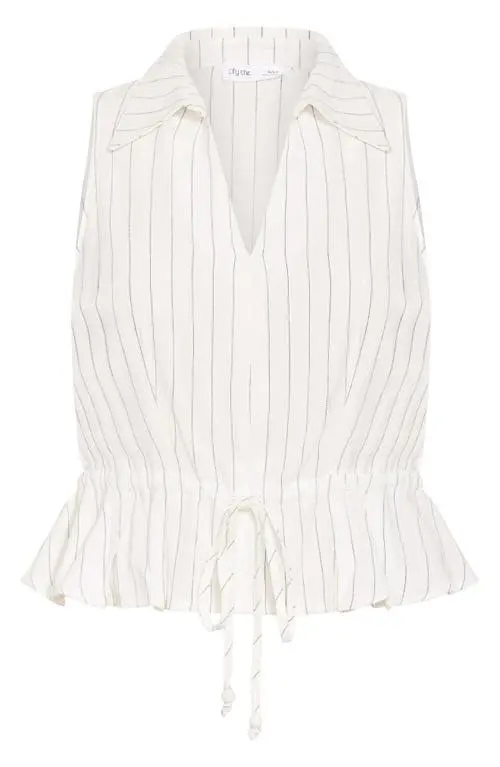 City Chic Stripe Sleeveless Peplum Top