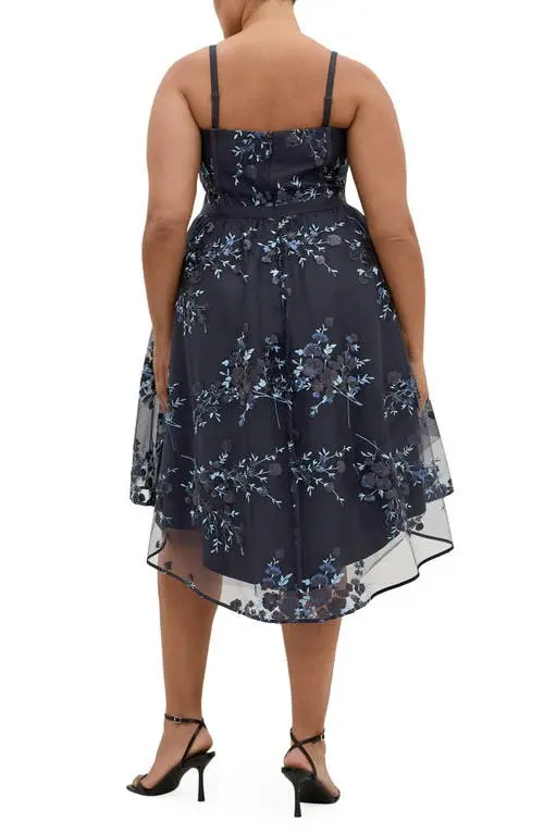 City Chic Ambrosia Lace Fit & Flare Dress - Navy