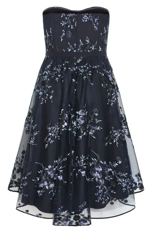 City Chic Ambrosia Lace Fit & Flare Dress - Navy
