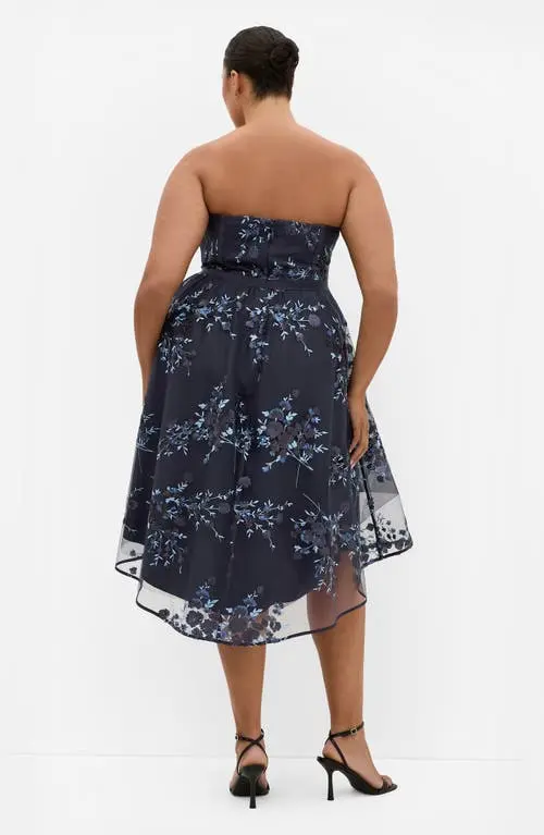 City Chic Ambrosia Lace Fit & Flare Dress - Navy