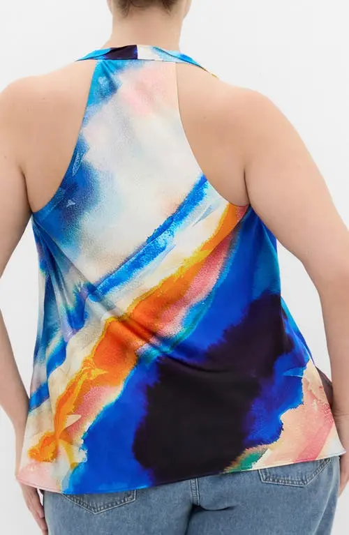 City Chic Sleeveless Cowl Neck Printed Satin Top