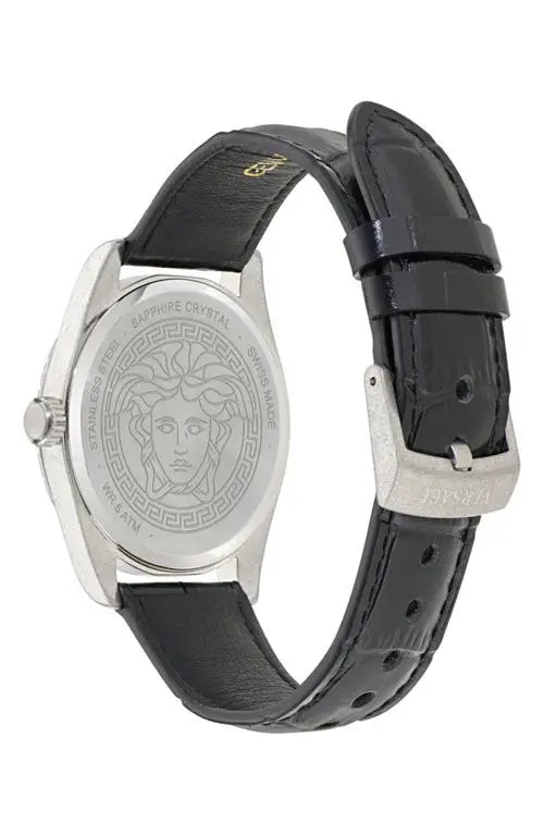 Versace Millenyium Leather Strap Watch