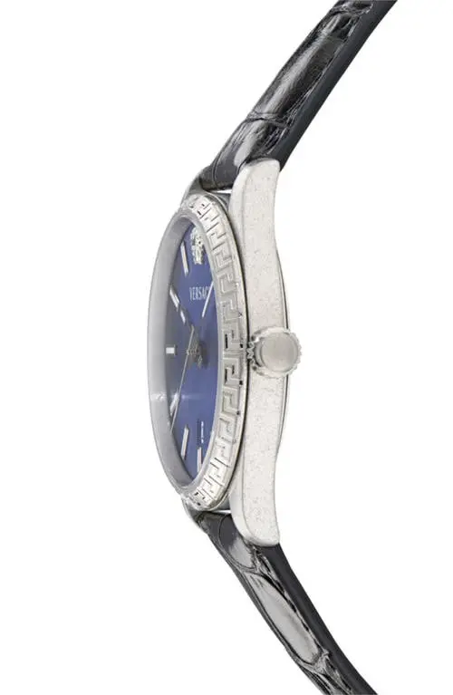 Versace Millenyium Leather Strap Watch