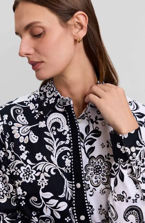 Foxcroft Jodie Daisy Colorblock Cotton Button-up Shirt
